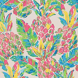 RSH DECOR: 3-Piece Wicker Tufted Cushion Set | 41” x 19" & 19" x 19" | All-Weather Spun Fabric | Water Resistant | Outdoor Loveseat & U-Shape Cushions for Patio Furniture | Vida Garden Pink Pineapple