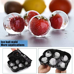 Ice Cube Trays Silicone Combo Mold - Set of 2, Sphere Ice Ball Maker with Lid & Large Square Molds, Reusable and BPA Free
