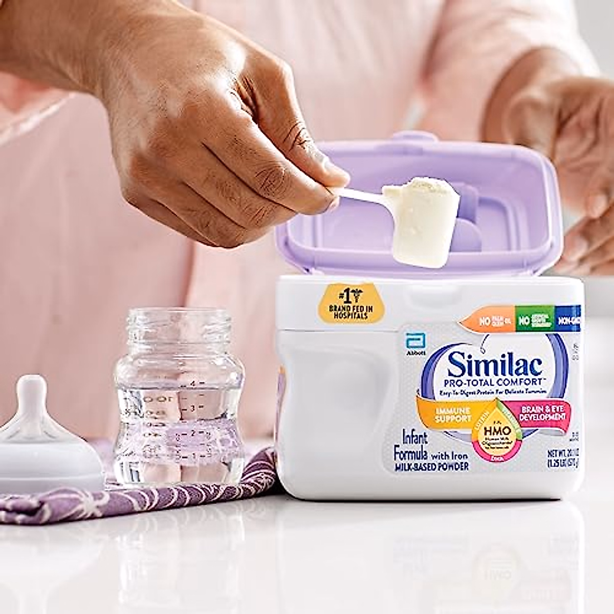 Similac Pro-Total Comfort Infant Formula with Iron, Gentle, Easy-to-Digest Formula, with 2'-FL HMO for Immune Support, Non-GMO, Baby Formula Powder, 20.1-oz Tub