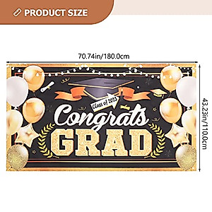 Didiseaon Graduation Backdrops for Photography 2023 Graduation Porch Sign Graduation Party Banner 2023 Graduation Backdrop Party Backdrop Curtain Gold Decor Prom Graduation Season Polyester
