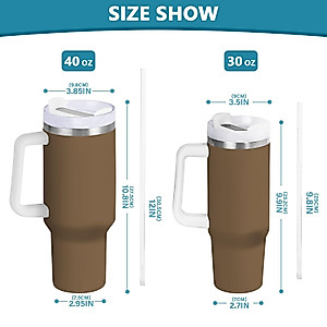 MCHIVER Khaki 30 oz Tumbler with Handle and Straw Stainless Steel Vacuum Water Bottle Leak-proof Travel Coffee Mug Insulated Cup for Car Home Office