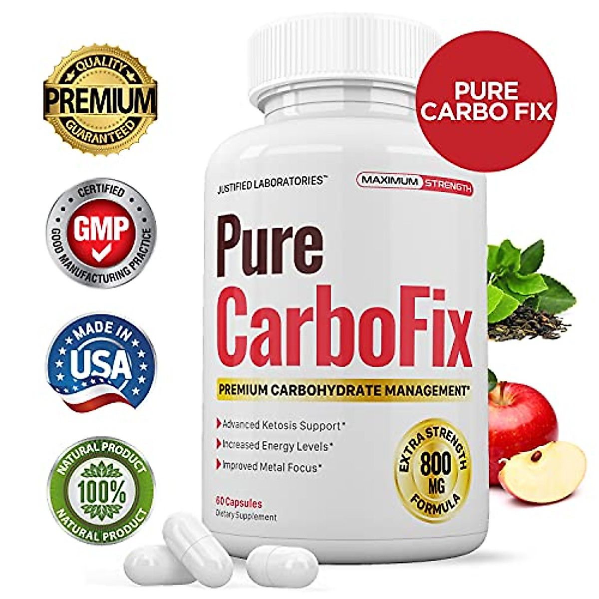 Pure Carbo Fix Carbohydrate Management Formula Carbofix Support for Men Women 60 Capsules