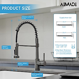 Kitchen Faucet with Sprayer AIMADI,Farmhouse High Arc Single Handle Spring Kitchen Sink Faucet Modern rv Stainless Steel Pull Down Kitchen Faucets,Grifos De Cocina