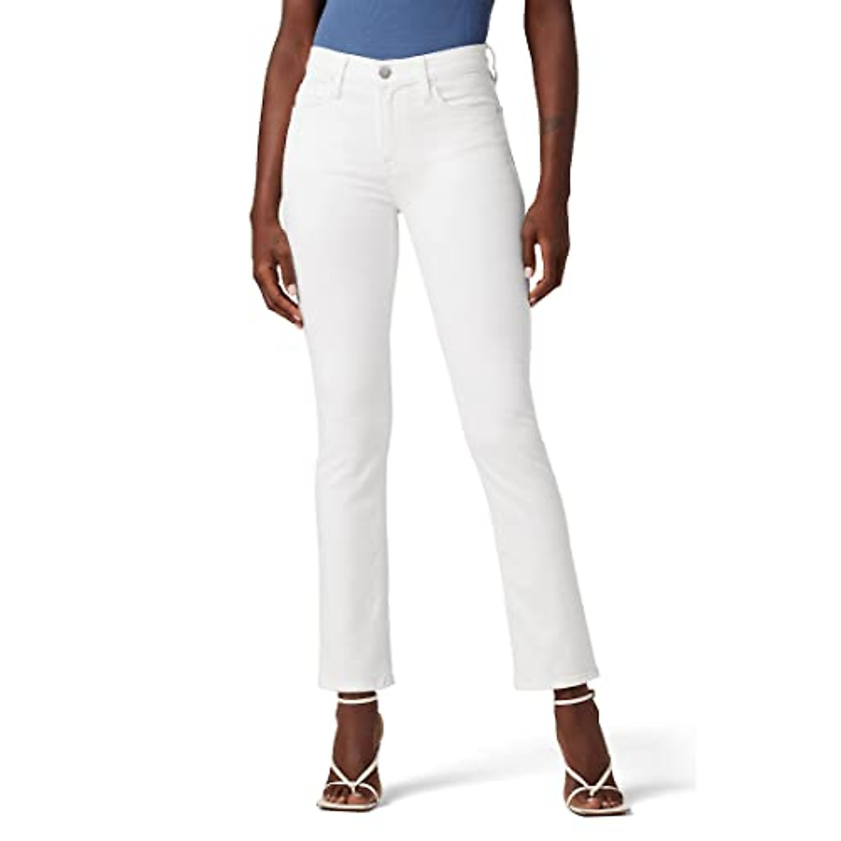 HUDSON Jeans Women's Nico Mid Rise, Straight Leg Ankle Jean, White