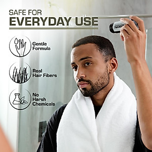 Hair Fibers for Thinning Hair - (1.05 Oz) Real Human Hair Building Fibers to Conceal Bald Spots and Thinning Hair, Root Touch Up and Volumizer, Black