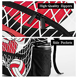 Anneunique Personalized Customization with name Volleyball Red Black Backpack Adult Daily Bag for Sport Travel Casual Pack