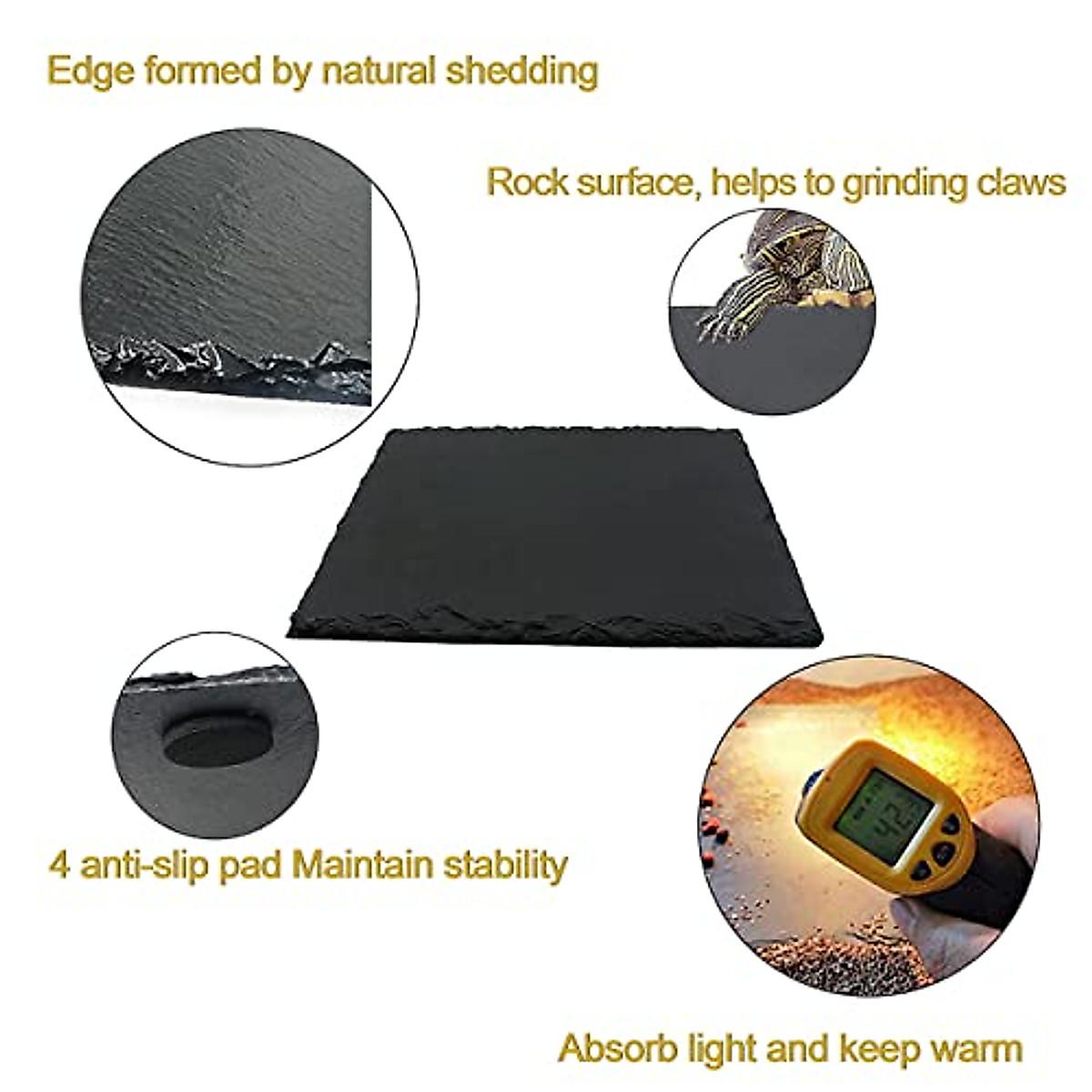 Linifar Turtle Basking Rock Tortoise Bathing Plate Reptile Platform Dish Habitat Accessories Supplies for Gekko Bearded Dragon Squirrel Hedgehog