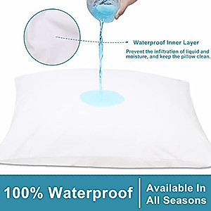 NTBAY 4 Pack Zippered Waterproof Toddler Pillow Protectors, Super Soft Quiet Zip Baby Pillow Protectors, 13x18 Inches Jersey Pure White Waterproof Pillow Cases Covers