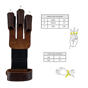 Hide & Drink, Three-Finger Archery Glove Handmade from Full Grain Leather - Bourbon Brown
