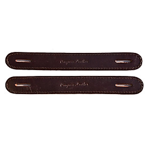 Pair of Havana Brown Leather Slotted Steamer Trunk Handles