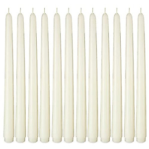10 Inch Ivory Taper Candles, 12 Pack Unscented Candlesticks for Dinner, Wedding, Christmas, Seasonal Celebration and Home Decoration
