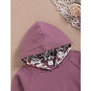 Winter Clothes for Baby Girl 12-18 Months Long Sleeve Hoodie Flower Printed Pants Winter Outfits Sets