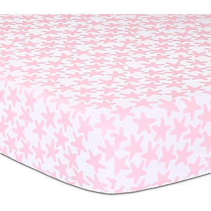 The Peanutshell Sea Sweeties Pink and Blue Crib Bedding Sets for Baby Girls | 4 Piece Nursery Set | Crib Comforter, Fitted Crib Sheet, Crib Skirt with Plush Whale