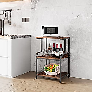 3-Tier Printer Stand with Wheels, Printer Cart with Storage Shelf, Printer Table Movable Storage Cart Floor-Standing Multi-Purpose Shelf Rack for Scanner Files Books Microwave Oven in Home Office
