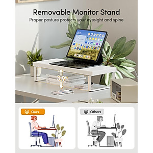 CubiCubi L Shaped Gaming Desk Computer Office Desk, 67 inch Corner Desk with Large Monitor Stand for Home Office Study Writing Workstation, White