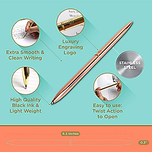 Oriday Chrome Ballpoint Slim Pens Set of 4 - Lightweight Metal Ball Point Pen in Black Ink Gift Box for Wedding, Student Gift, Bridal Shower (Gold, Black Ink)