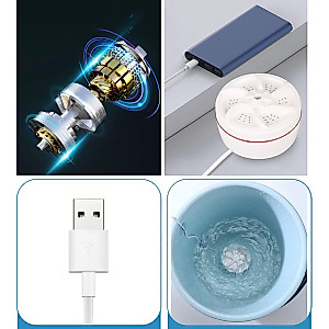 Mini Washing Machine Upgraded Ultrasonic Portable Washer with Suction Cup 3 in 1 Dishwashers Small Washer Machine for Home, Business, Travel, College Room, RV, Apartment