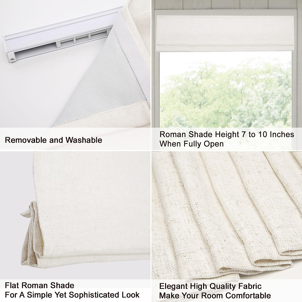 Artdix Cordless Linen Roman Shades, Natural Custom Fabric Room Darkening Roman Window Shades Blinds for Doors, French Doors, Kitchen Windows, Bathroom Windows