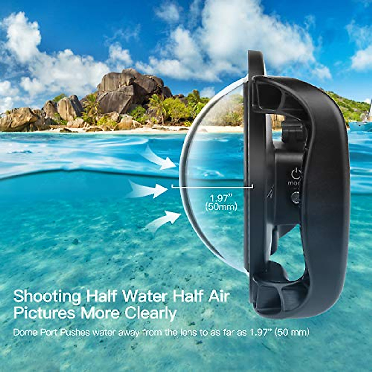 SHOOT Dome Port Lens for GoPro Hero 11/10/ 9 Black - Dual Handle Stabilizer Floating Grip, Enlarge Trigger, Overall Waterproof Case - Easier to Hold Over Underwater Photos/Videos