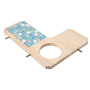 Ichiias Hamster Platform Double-Sided Wooden Rabbit Pedal Small Pet Crystal Stone Cooling Mat Pad, Chinchilla Cage Sturdy Standing and Jumping Wooden Board for Cage Rat Cage