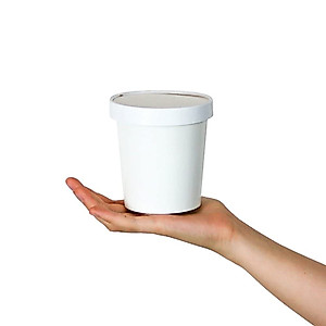 Mr Miracle 16 Ounce Soup / Frozen Dessert Containers with Lids in White. Pack of 25 Sets