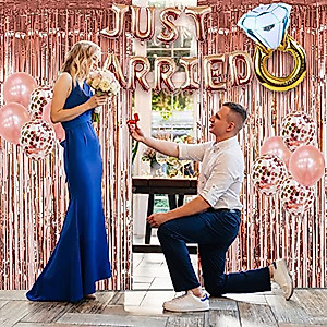 Just Married Decorations Wedding Decorations Set – Wedding Balloons Decorations – Just Married Balloons Just Married Banner – Wedding Party Decorations Congratulations for Bridal Shower Party