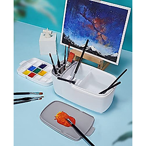 GAMENOTE Paint Brush Cleaner - Paint Brush Holder with Palette and Handle, Paint Brush Rinser for Acrylic, Watercolor, and Water-Based Paints