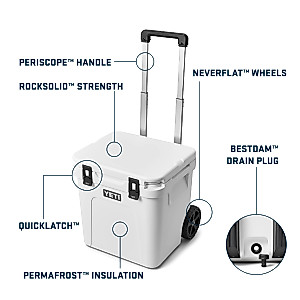 YETI Roadie 48 Wheeled Cooler with Retractable Periscope Handle, Navy