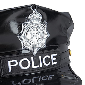 BinaryABC Police Hat Badge,Cop Hat,Officer Hat, Halloween Costume Cosplay Party Accessories (Black)