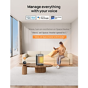 Dreo 1500W Smart Space Heaters for Indoor Use, Portable Heater with 70°Oscillation, WiFi Alexa & Google Assistant Electric Heater, with Thermostat & Remote, Safety Small Heater for Office Home