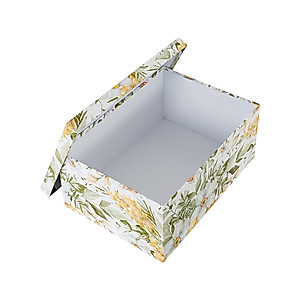 Soul & Lane Garden Glory Decorative Boxes with Lids - Set of 3: Floral Photo Storage, Stackable Small Home Decor Boxes, Nesting Gift Cartons, Boho Print Mache Containers, Cardboard Document Storage