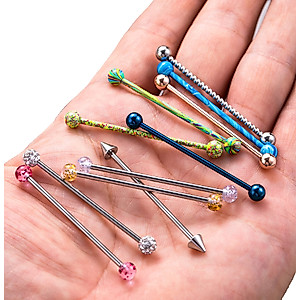 YOVORO 24Pcs 14G Stainless Steel Industrial Barbell Earrings for Women Men Cartilage Helix Piercing Jewelry Industrial Piercing Bar 38MM S