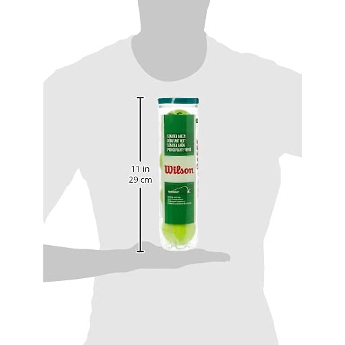 WILSON Tennis Balls, Starter Play Green, 4-Pack Can, Yellow, for Children and Teens, WRT137400