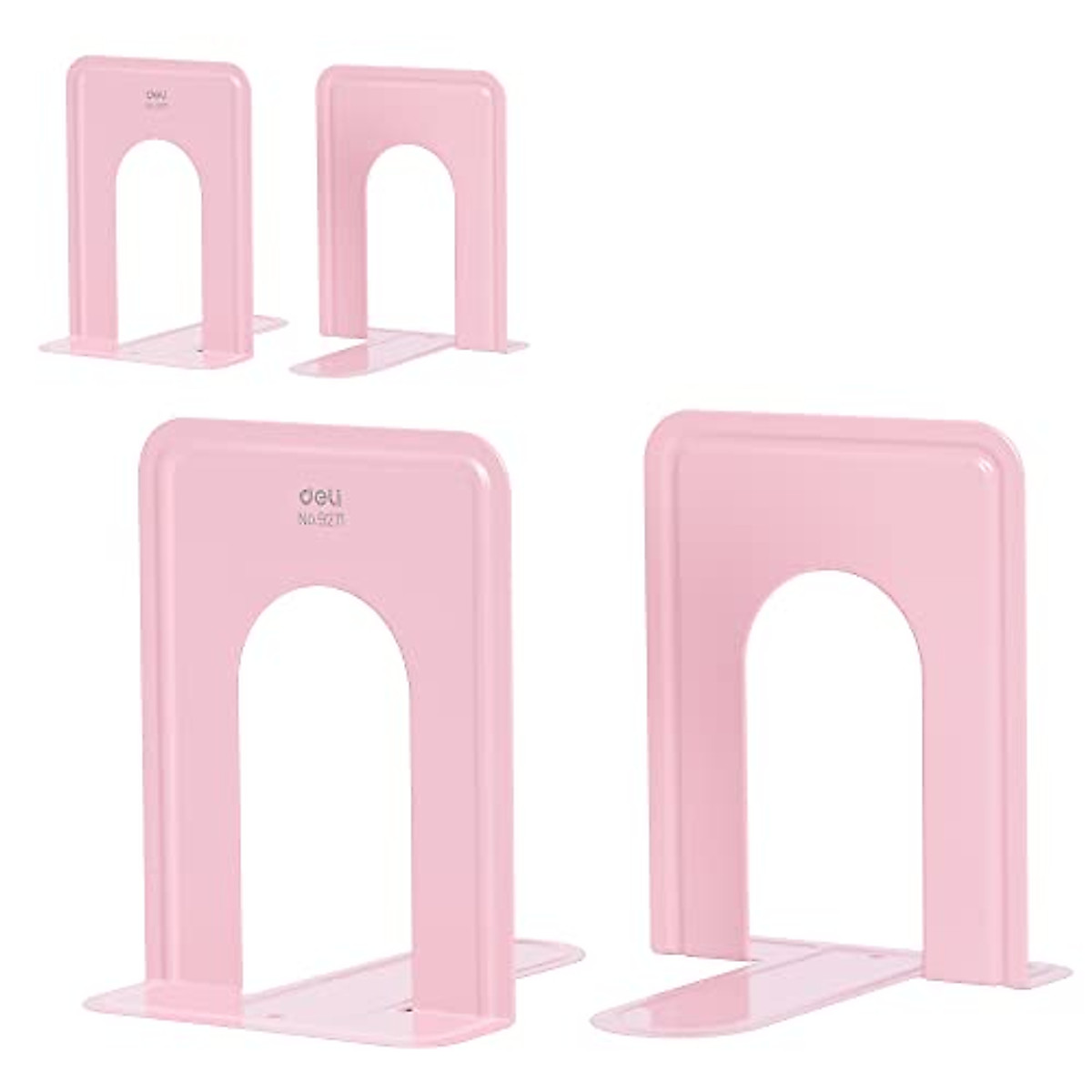 Book Ends Bookends for Shelves Heavy Duty Non-Skid Bookend Metal Book Stopper to Hold Books/Movies/CDs/Video Games Pink 4.6 x 5.7 x 5.9 in 2 Pair/ 4Piece