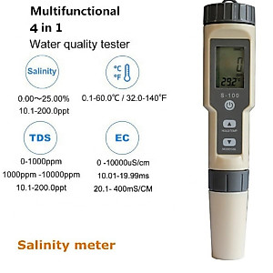 HAWILLOSCH Water Salimeter Temperature Tester Tds Water Quality Testing Pen Salt Meter Salt Water Gravimeter Hydrometer Water Quality Tester Light Grey