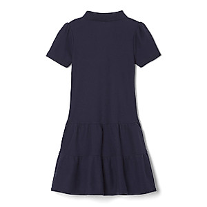 French Toast girls Ruffle Pique Polo School Uniform Dress, Navy, 10 12 US