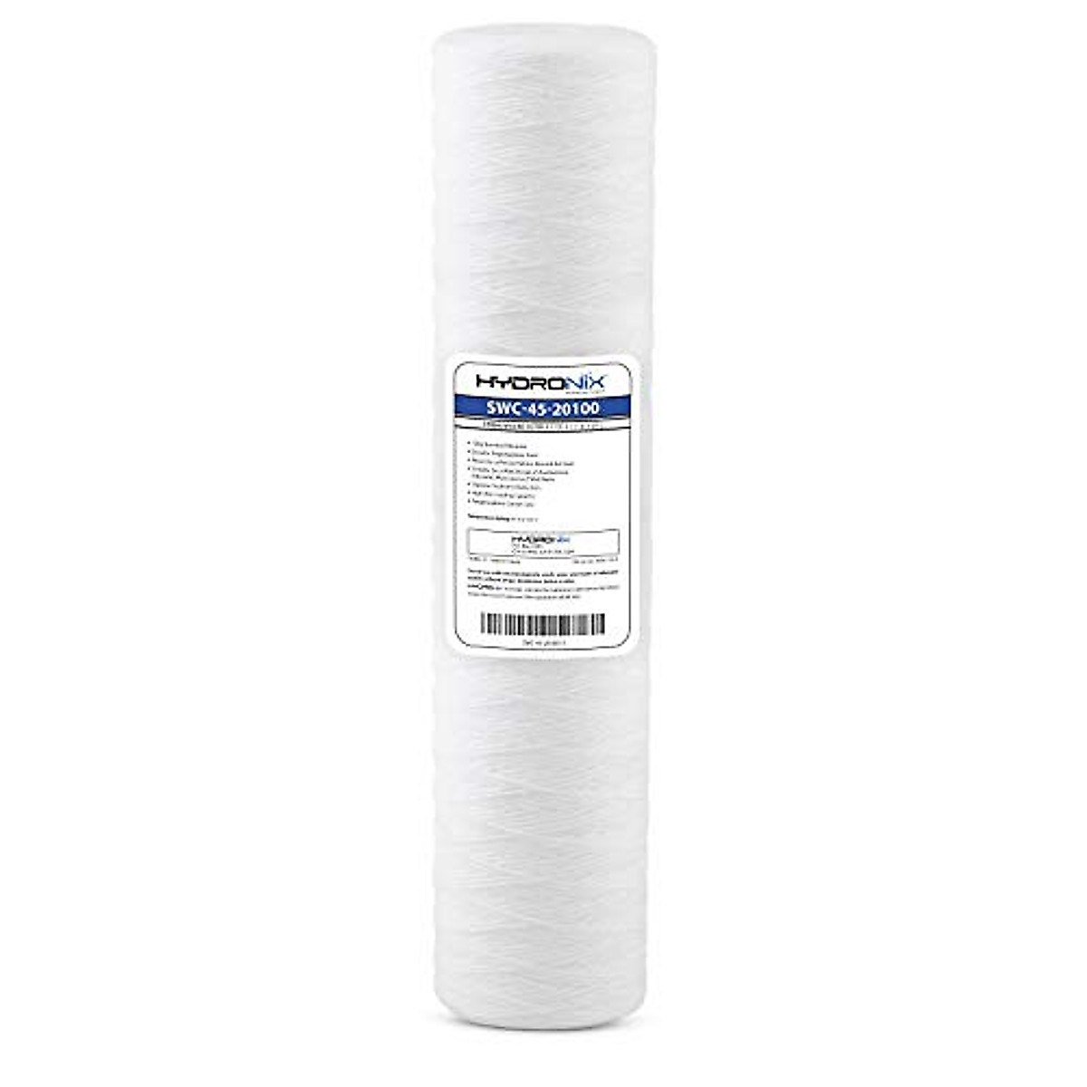 Hydronix SWC-45-20100 Sediment String Wound Water Filter Cartridge for Whole House or Commercial 4.5 x 20 - 100 micron