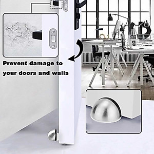 UELSTFLY 4 Pack Door Stoppers, Stainless Steel Half Dome Floor Door Stopper, 3M Adhesive Door Stoppers Wall Protector, No Drill Rubber Floor Door Stop for Living Room, Bedroom, Bathroom, Office