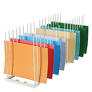 OFFICEROO Art Drying Rack Canvas Storage - 18 Shelves Ladder Rack, Foldable, Adjustable Width