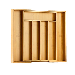 Bellsal Silverware Organizer Kitchen Drawer Organizer Expandable Bamboo Utensil Holder Cutlery Tray for Kitchen Utensil and Flatware Bedroom Office