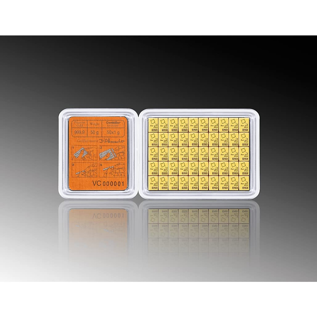 Valcambi 1gram Combibar .999 Fine Gold Bar