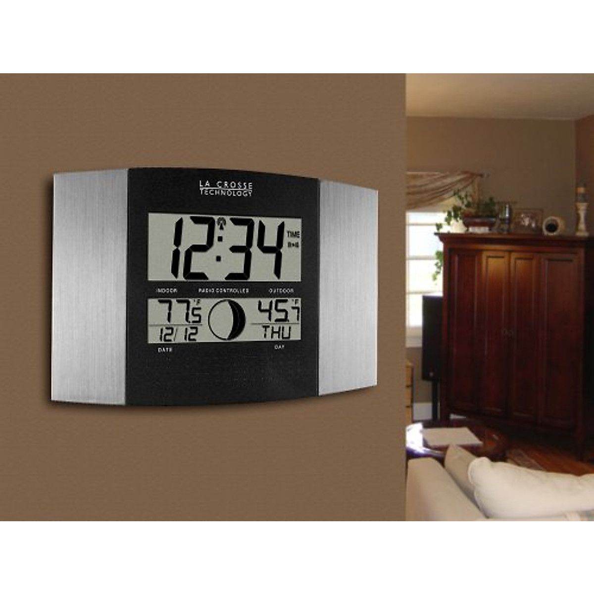 La Crosse Technology WS-8117U-IT-AL Atomic Wall Clock with Indoor/Outdoor Temperature