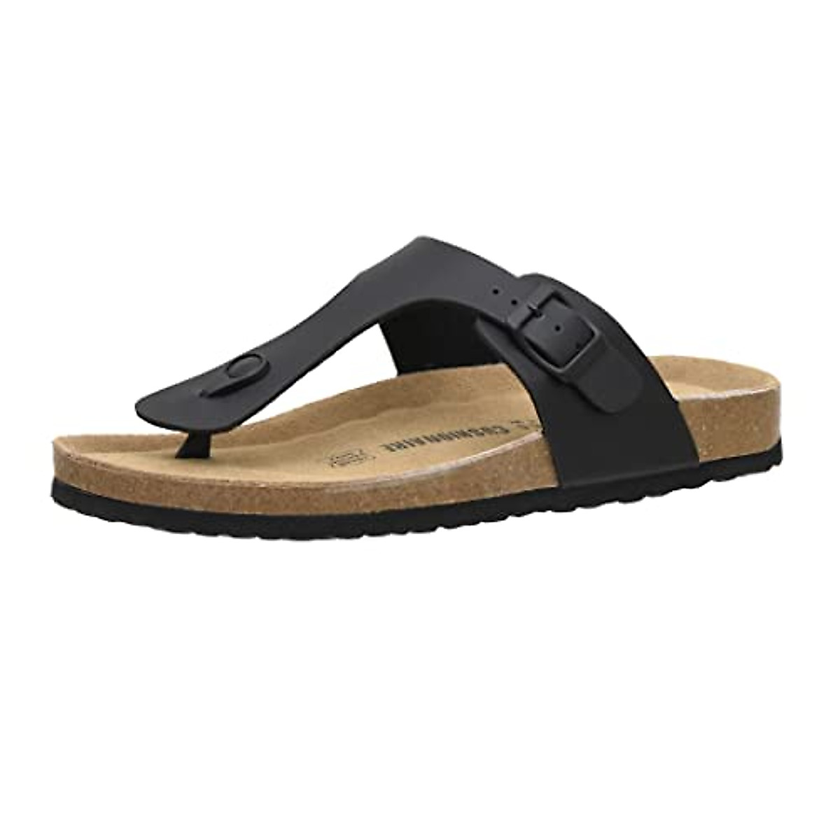 CUSHIONAIRE Men's Leah Cork footbed Sandal with +Comfort, Black Nappa 11