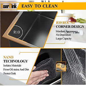 Black Kitchen Sink, Topmount Stainless Steel Bar Sink 25x18x9 Inch Drop In Single Bowl Kitchen Sink With Accessories-Sink Grid,Strainer Basket,Soap Dispenser,Drain Assembly Set For Modern Kitchen Sink