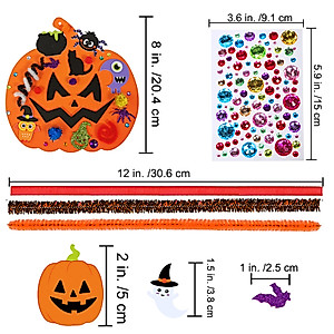 Winlyn 30 Kits Fall Halloween Pumpkin Decorations DIY Pumpkin Craft Kits Foam Pumpkin Shapes with Halloween Stickers Jack-O'-Lantern Face Stickers for Kids Gift Favors Art Project Classroom Activity