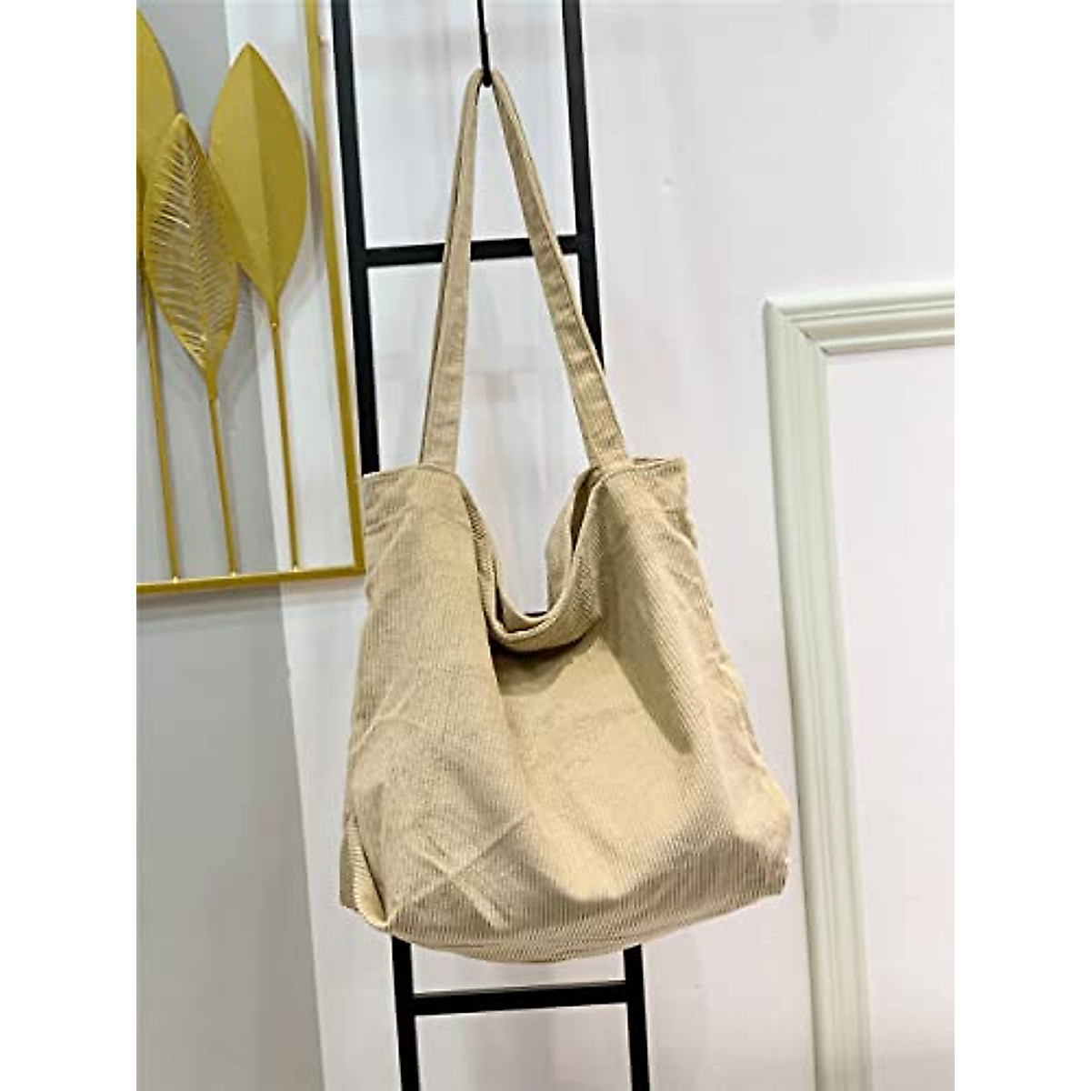 Corduroy Tote Bag for Women Canvas Shoulder Casual Handbags Cute Big Capacity Shopping Bags