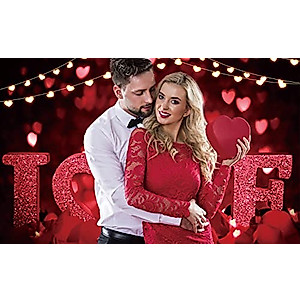 CHAIYA 7x5ft Valentine's Day Backdrops Love Heart Backdrop for Photography Rose Flower Party Decoration for Wedding, Valentine, Mother's Day Backdrops CY-101…