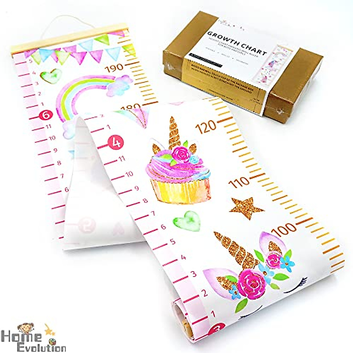 HomeEvolution Kids Growth Chart Height Measuring Chart, Classical Canvas Wall Hanging Rulers for Baby Children Girls Bedroom Decor (Unicorn)