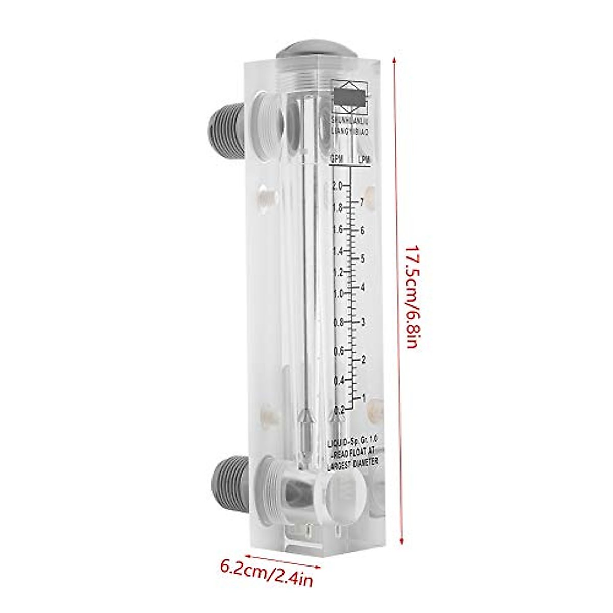 Water Meter Water Flow Meter Flow Meter Water Flow Meter for Rv Flow Sensor,Panel Type Glass Liquid Flowmetre Water Flow Measuring Meter 0.2-2GPM/1-7LPM