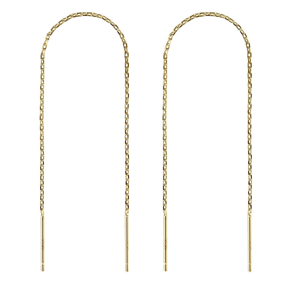 Gold Threader Earrings for Women 18K Gold Filled Chain Earrings Dainty Bar Drop Dangle Long Thread Earring Dangly Double Piercing Hypoallergenic Jewelry Gift